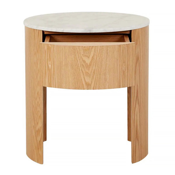 Oberon Crescent Marble Bedside Table – Life Interiors