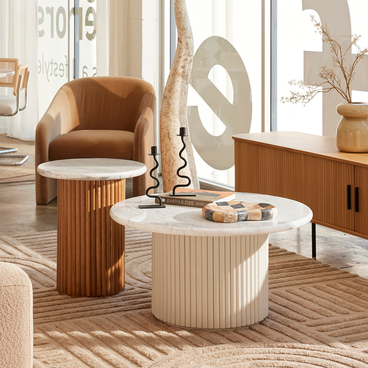 life interiors Cosmos Coffee Table (Oak Carrara Marble 85cm) Deals ...