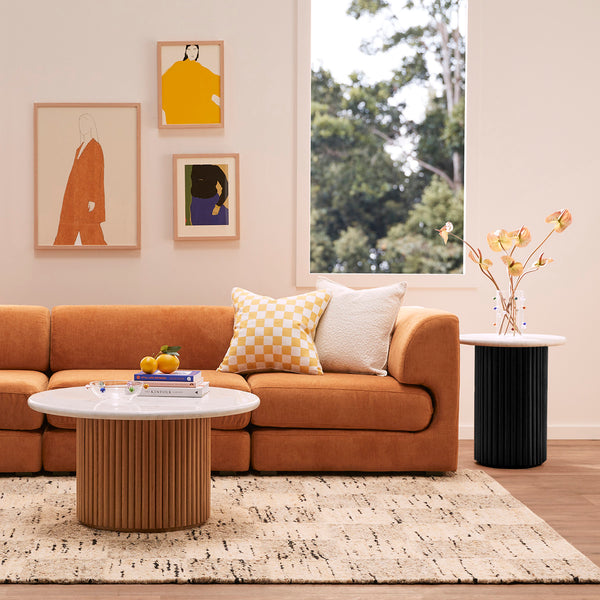 Cosmos Side Table (Black Oak, Carrara Marble) – Life Interiors