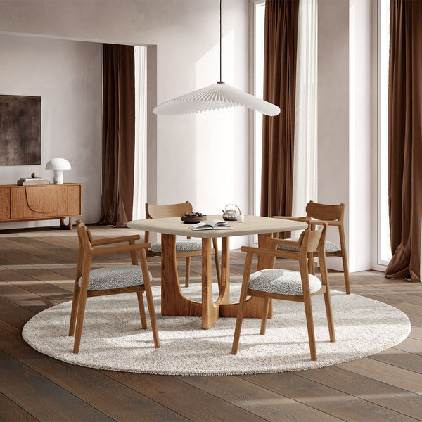 Pierro Travertine Dining Table (Oak, Travertine) – Life Interiors