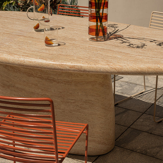 Azzurra Dining Table (Travertine Finish, 240cm) – Life Interiors