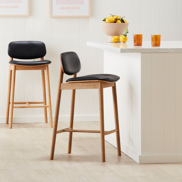 Life Interiors - Shop Lando Leather Bar Stool (Oak) & Furniture Online ...