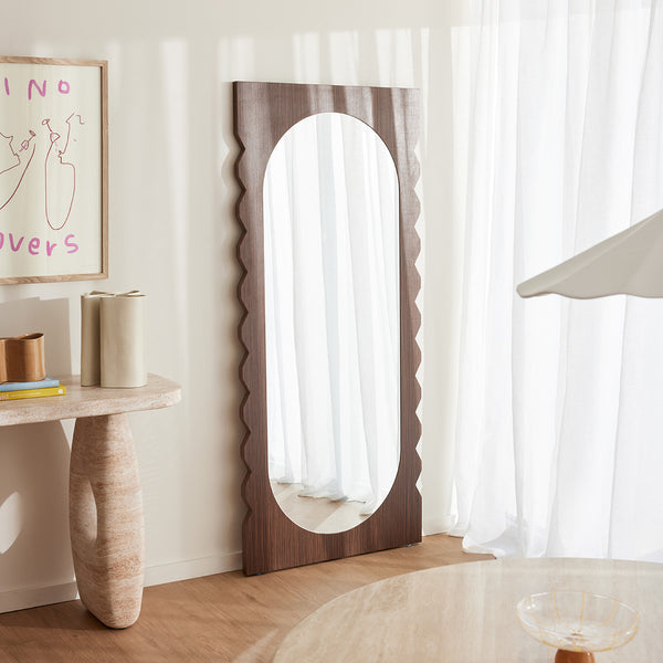 Azzurra Walnut Floor Mirror – Life Interiors
