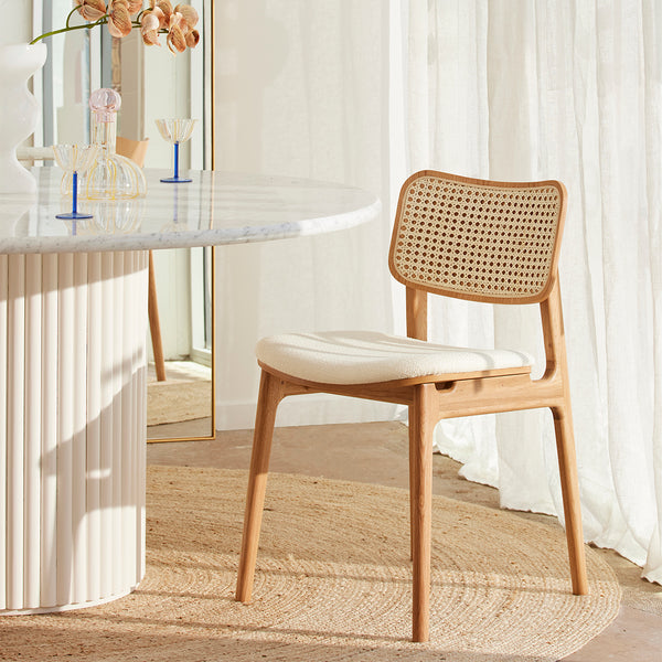 Flair Rattan Fabric Dining Chair – Life Interiors