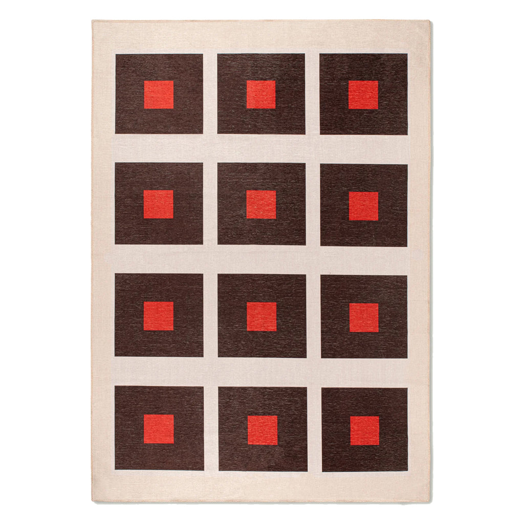 Square Orange Geometric Rug | Playfully Modern, Machine-Washable ...