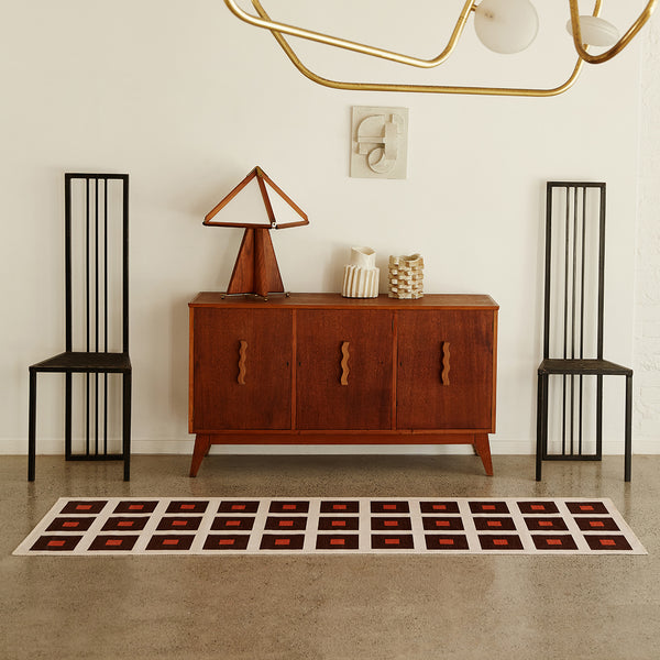 Square Orange Geometric Rug | Playfully Modern, Machine-Washable ...
