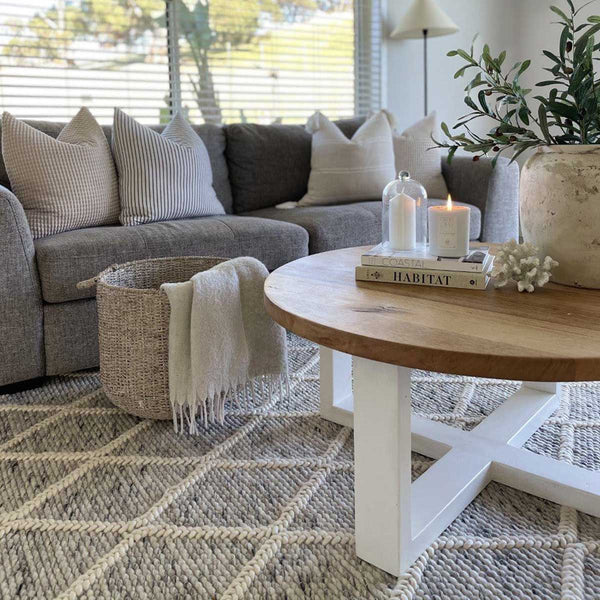 Lattice Pattern Wool Rug | Buy Anja Online – Life Interiors