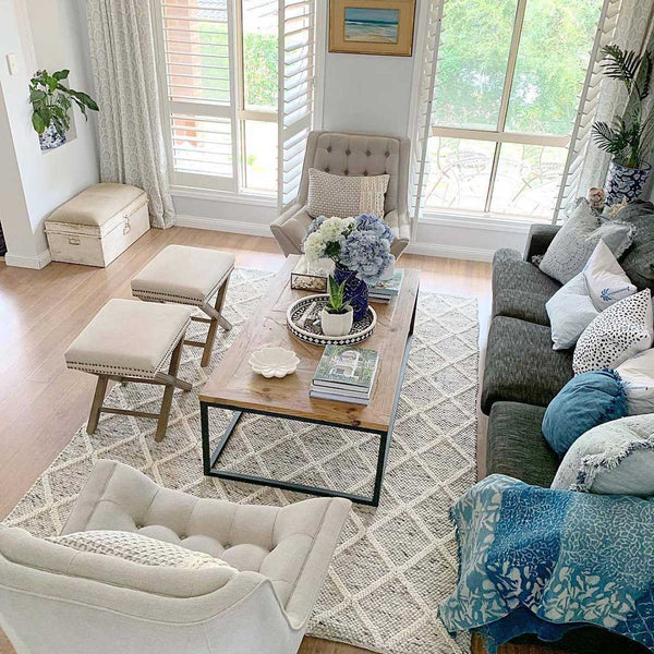 Lattice Pattern Wool Rug | Buy Anja Online – Life Interiors