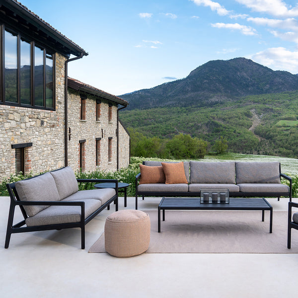 Jack Outdoor Fabric 4 Seater Sofa (Teak Black, Mocha) – Life Interiors