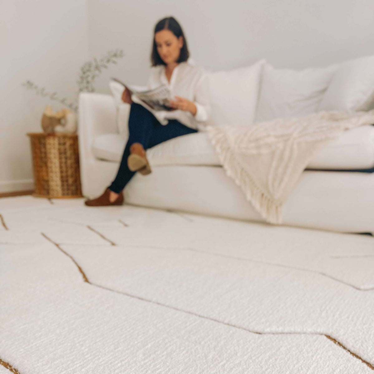 Nyla Carved Shag Rug | Buy Tribal Gold & Cream Online – Life Interiors