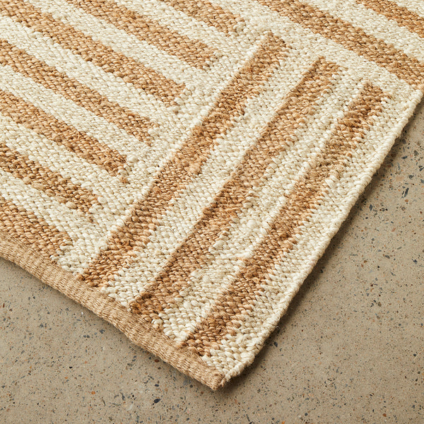 Sahara Arman Striped Jute Rug | Buy Online for Boho Beige Textural ...