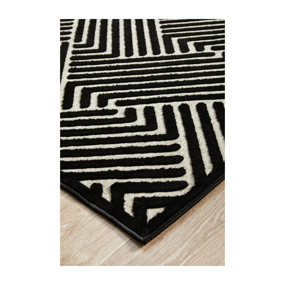 Black Chevron Rectangle Rug | Online Buy York Rug with Playful Texture ...